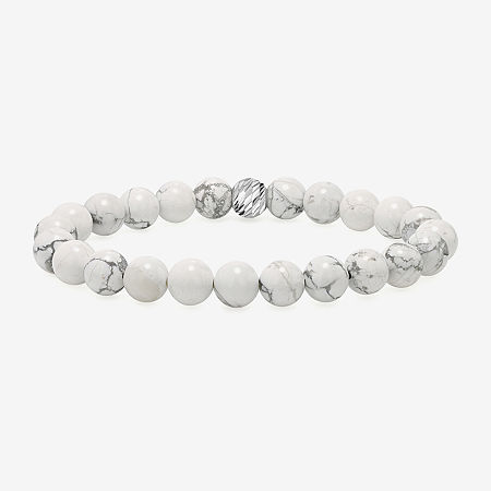 Click here for Mens White Howlite Sterling Silver Beaded Bracelet... prices