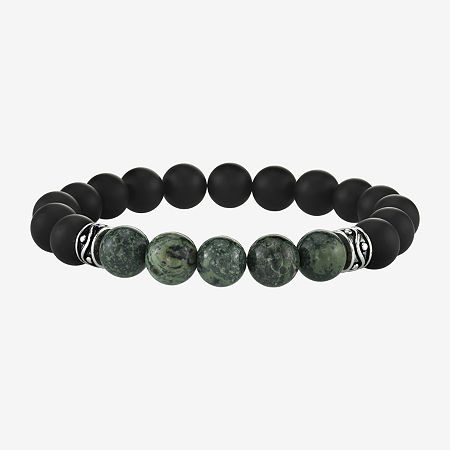 Click here for Mens Black Agate Sterling Silver Beaded Bracelet... prices