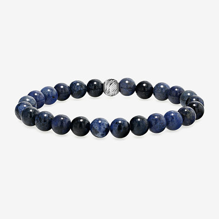 Click here for Mens Blue Agate Sterling Silver Beaded Bracelet  O... prices