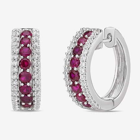 Click here for Genuine Gemstone Sterling Silver 21.5mm Hoop Earri... prices