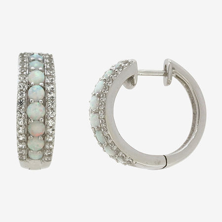 Click here for Genuine Gemstone Sterling Silver 21.5mm Hoop Earri... prices