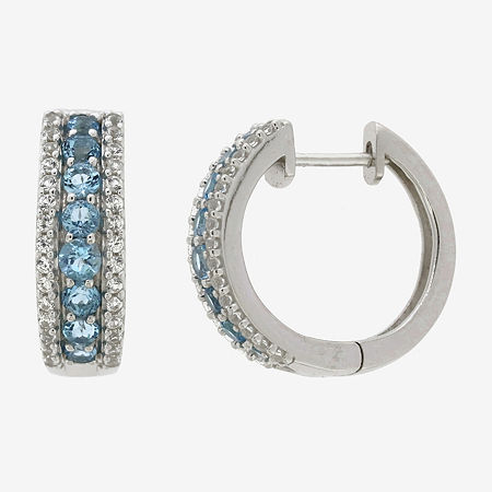 Click here for Genuine Gemstone Sterling Silver 21.5mm Hoop Earri... prices