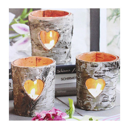 Click here for 12 Gray and White LED Lighted Flickering Rustic Bi... prices