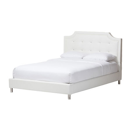 Ashima Modern Full Bed with Upholstered Headboard - White