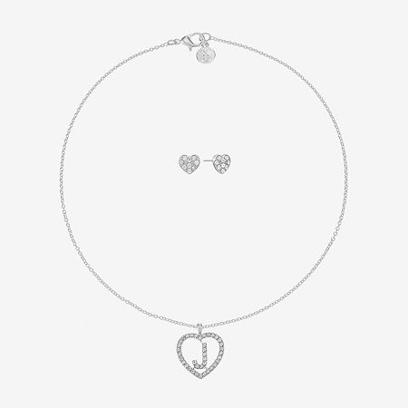 Click here for Mixit Silver Tone Initial Pendant Necklace & Stud... prices