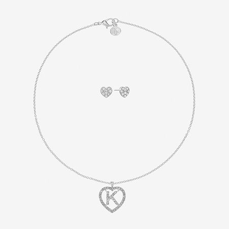 Click here for Mixit Silver Tone Initial Pendant Necklace & Stud... prices