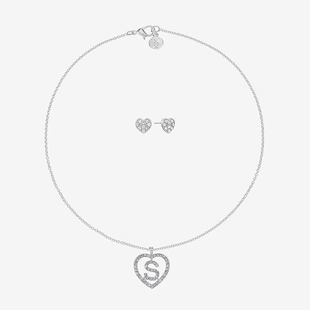 Click here for Mixit Silver Tone Initial Pendant Necklace & Stud... prices