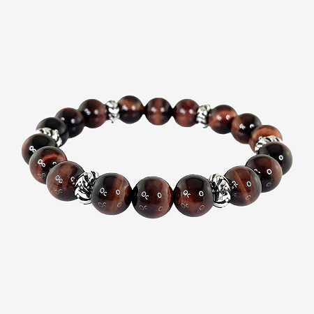 Click here for Mens Red Tigers Eye Sterling Silver Beaded Bracele... prices
