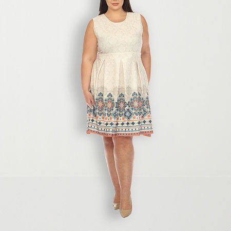 Click here for White Mark Plus Size Fit and Flare Knee Length Dre... prices