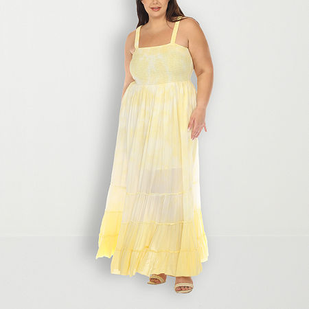 Click here for White Mark Plus Size Smocked Ruffle Maxi Dress - Y... prices