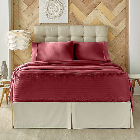 J Queen New York Royal Fit Microfiber Sheet Set  King - Burgundy