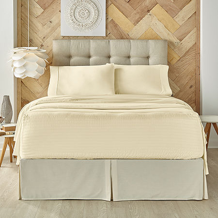 J Queen New York Royal Fit Microfiber Sheet Set  King - Ivory