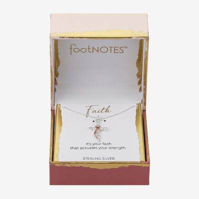 Footnotes Cubic Zirconia Sterling Silver 16 Inch Link Cross Pendant ...