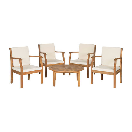 Fadell Outdoor 5-Pc. Seating Set (4 Chairs & 1 Coffee Table) - Teak Brown/Beige
