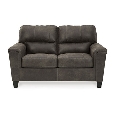 Signature Design by Ashley Navi Track-Arm Upholstered Loveseat  One Size  Gray