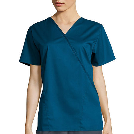 Click here for Wink Wonderwork Mock Wrap Womens Short Sleeve Tag... prices