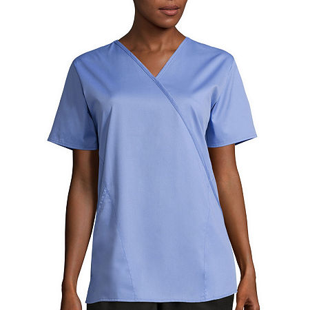 Click here for Wink Wonderwork Mock Wrap Womens Short Sleeve Tag... prices