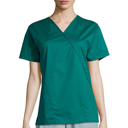 Click here for Wink Wonderwork Mock Wrap Womens Short Sleeve Tag... prices