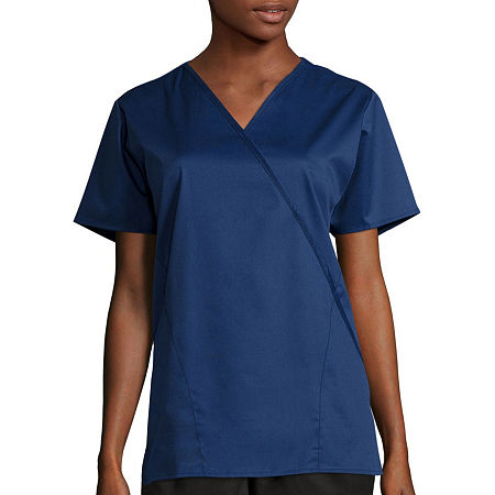 Click here for Wink Wonderwork Mock Wrap Womens Short Sleeve Tag... prices