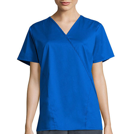 Click here for Wink Wonderwork Mock Wrap Womens Short Sleeve Tag... prices