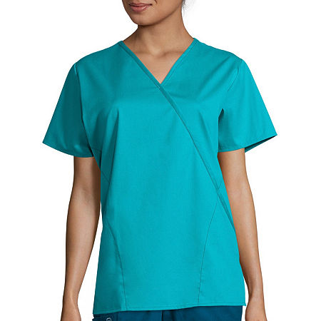 Click here for Wink Wonderwork Mock Wrap Womens Short Sleeve Tag... prices