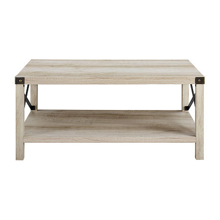 Click here for Metal X Rustic Wood Coffee Table  One Size  White prices