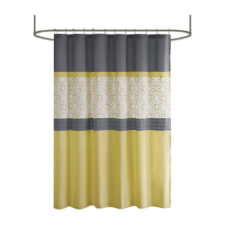 510 Design Donnell Embroidered Shower Curtain  72 x 72 - Yellow/gray