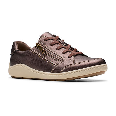 Clarks Womens Bryianne Bayla Round Toe Sneakers - Bronze Metallic Leather
