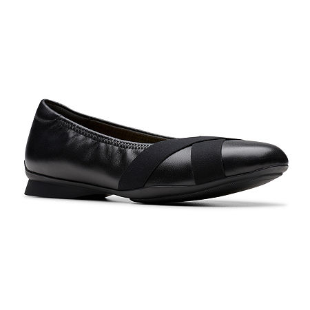 Clarks Womens Jazmynn Iris Square Toe Mary Jane Flats - Black Leather