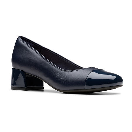 Clarks Womens Iridessa May Slip-On Pumps - Navy Leather