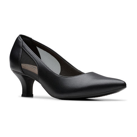 Clarks Womens Kepley Cora Slip-On Pumps - Black Leather