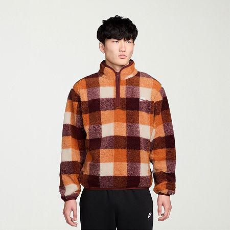 Nike Mens Club Winterized Half-Zip Sweatshirt - Pearl White/dark Team Red/white