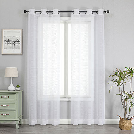 Click here for Priscilla Grommet Top Sheer Set of 2 Curtain Panel... prices