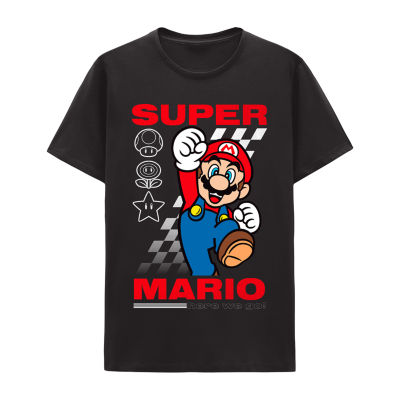 Mens Short Sleeve Regular Fit Super Mario Graphic T-Shirt, Color: Black ...