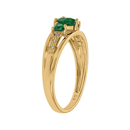 Click here for Lab-Created Emerald and Diamond-Accent 3-Stone Hea... prices