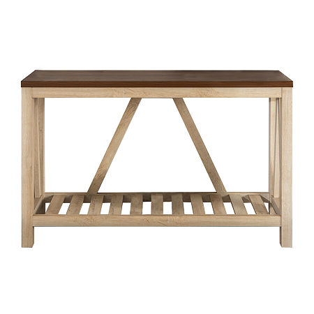 Click here for Farmhouse Slatted Shelf Entryway Table  One Size... prices