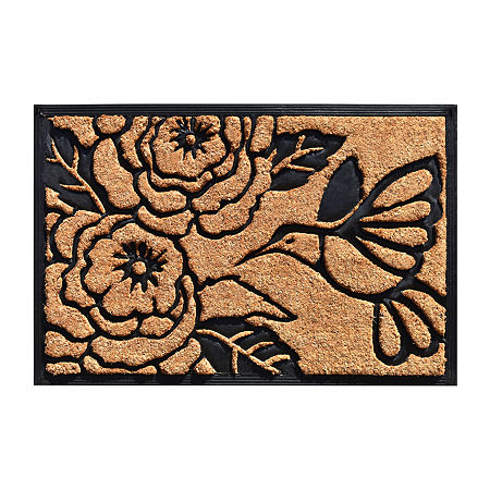Home & More Hummingbird Haven Coir/Rubber Doormat  24 x 36 - Natural/black