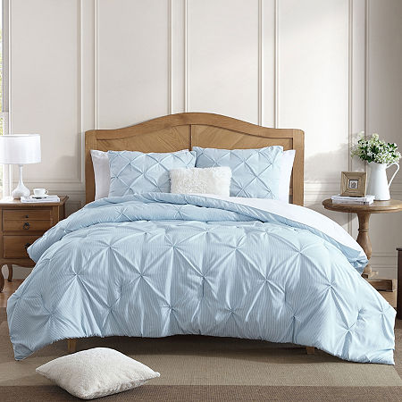 Swift Home Classic Stripes Pintuck 3-Pc. Comforter Set  King - Blue