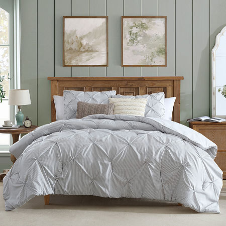 Swift Home Classic Stripes Pintuck 2-Pc. Comforter Set  Twin - Grey