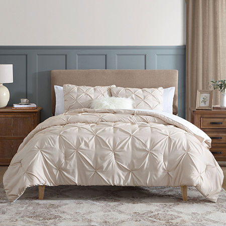 Swift Home Classic Stripes Pintuck 3-Pc. Comforter Set  King - Taupe