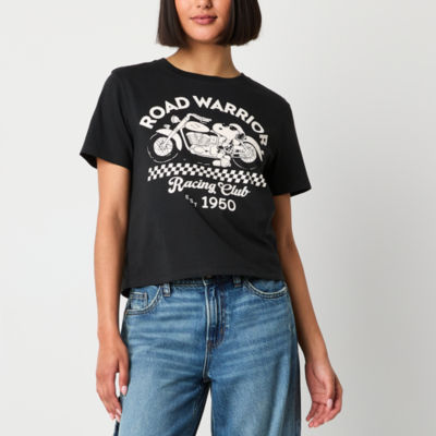 Juniors Snoopy Racing Club Baby Tee Womens Crew Neck Short Sleeve ...