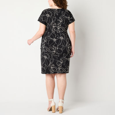 Isabel & Nina Womens Plus Short Sleeve Striped Fit + Flare Dress, Color ...