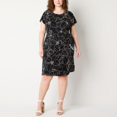 Isabel & Nina Womens Plus Short Sleeve Striped Fit + Flare Dress, Color ...