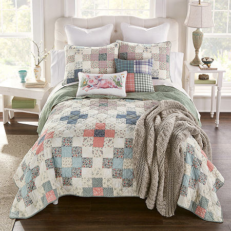 Donna Sharp April Patch 3pc. Reversible Cotton Pieced Quilt Set
