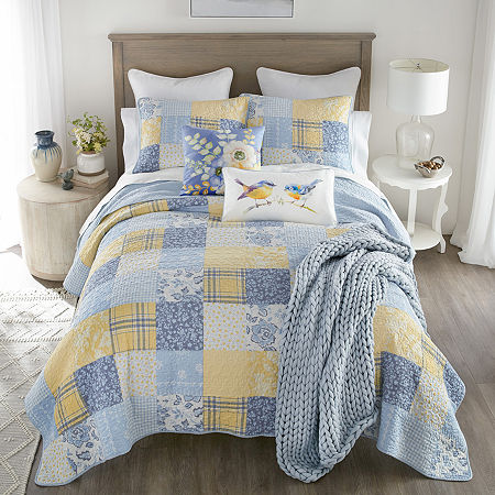 Donna Sharp Spring Flowers 3pc Reversible Cotton Pieced Quilt Set