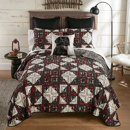 Donna Sharp Log Cabin Star 3pc Cotton Pieced Reversible Quilt Set
