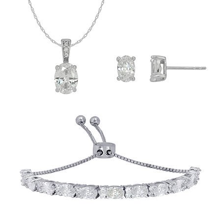 Click here for DiamonArt White Cubic Zirconia Sterling Silver 3-p... prices