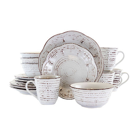 Elama Rustic Birch 16 Pc. Dinnerware Set  Service for 4 - Pink