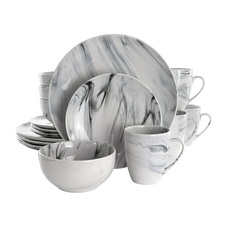 Elama Fine Marble 16 Pc. Dinnerware Set  Service for 4 - White