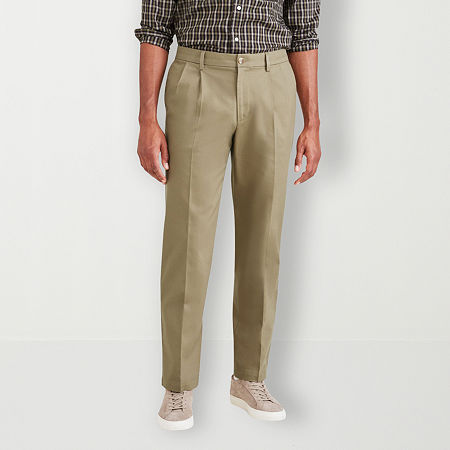 Dockers Mens Signature Classic Fit Pleated Iron Free Pants with Stain Defender - New British Khaki